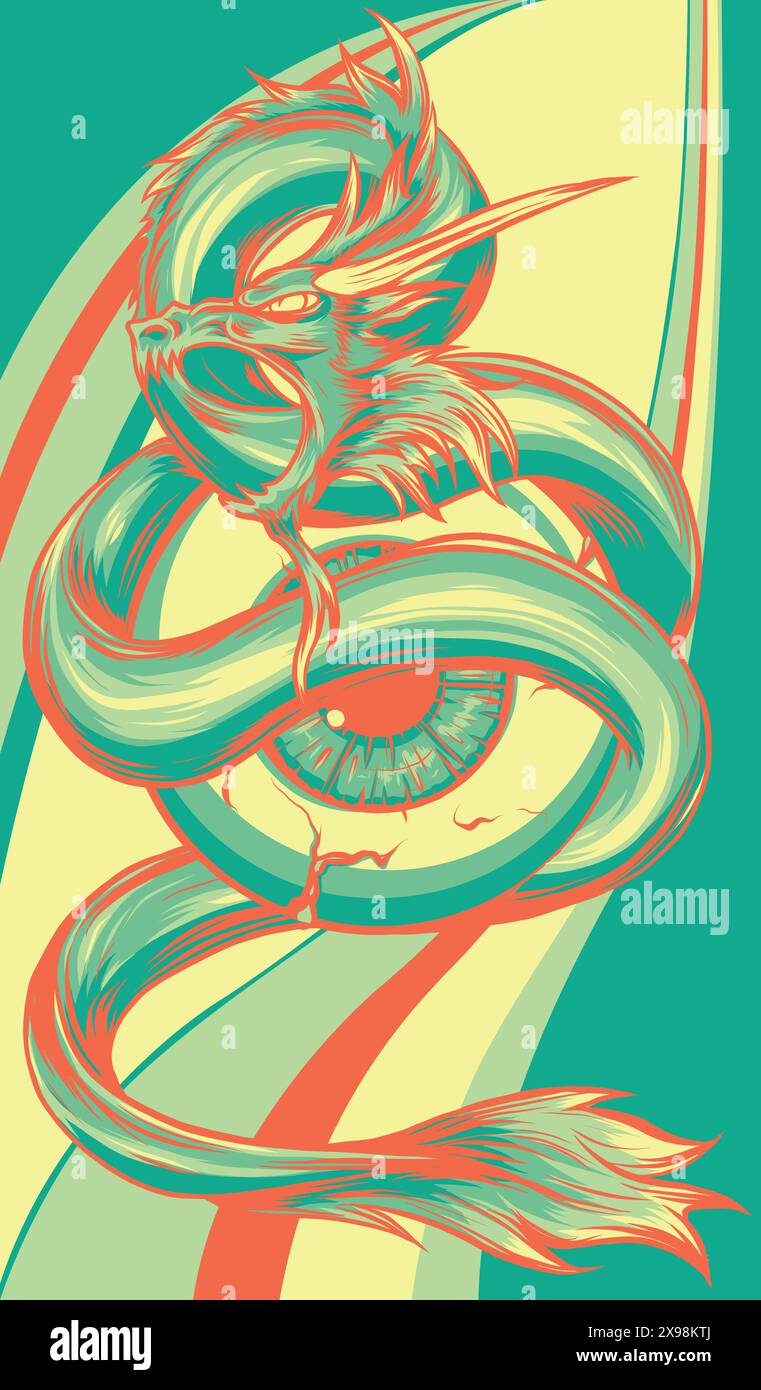 vector illustration of Chinese Dragon around the eye Stock Vector Image ...