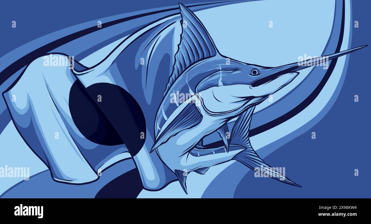 vector illustration of marlin fish with japanese flag Stock Vector ...