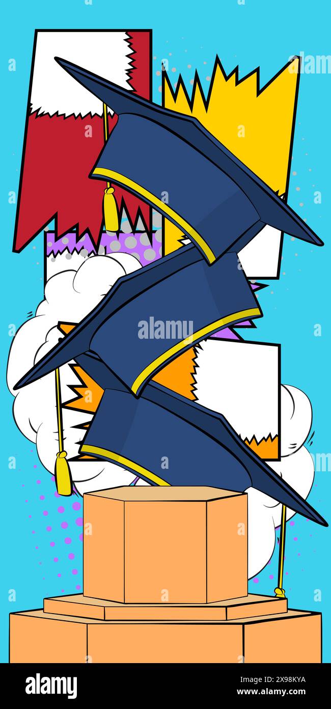 Comic Book Product podium stage for mockup presentation with Graduation ...