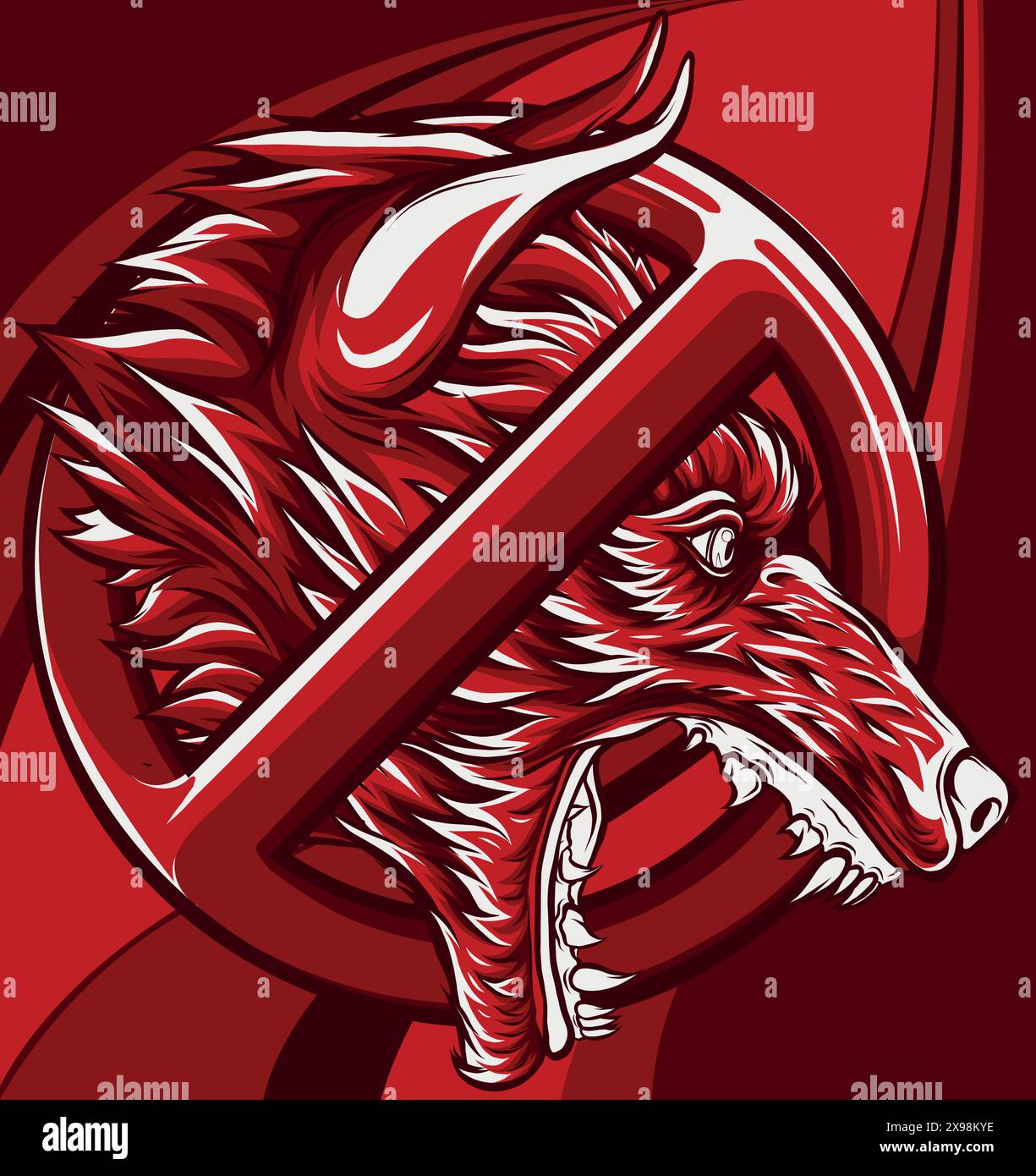 Wolf in prohibiting sign. Emblem, silhouette of a predator Stock Vector ...