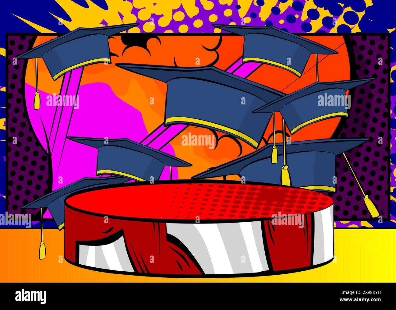 Comic Book Product podium stage for mockup presentation with Graduation ...