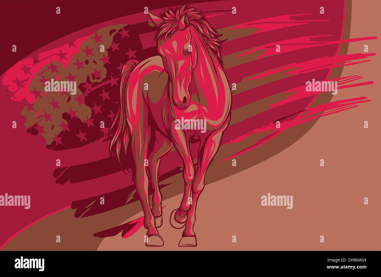 vector illustration of horse with american flag Stock Vector Image ...