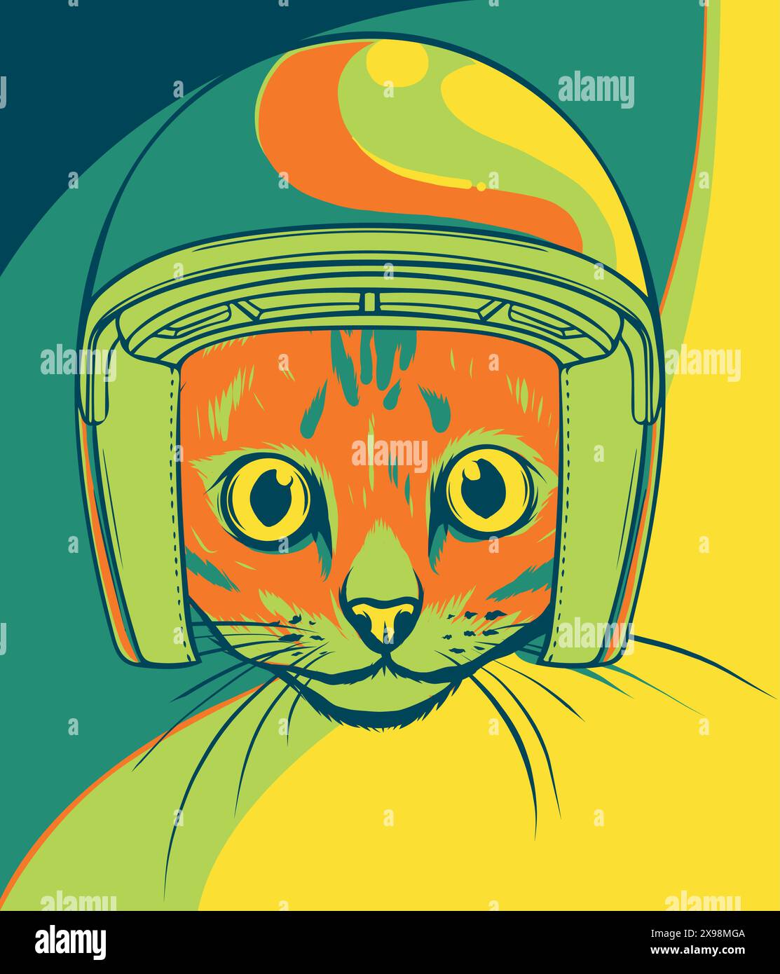 Portrait of cat in helmet. Vector illustration Stock Vector Image & Art ...