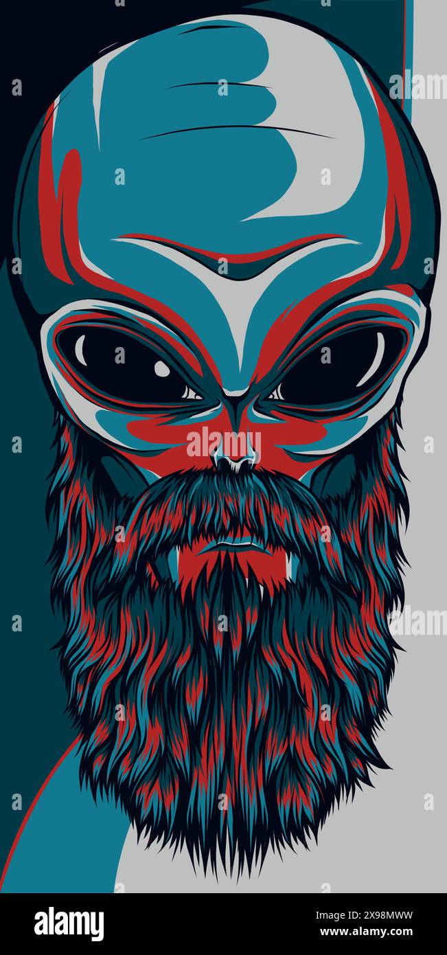 Vector illustration logo design of Alien with beard Stock Vector Image ...