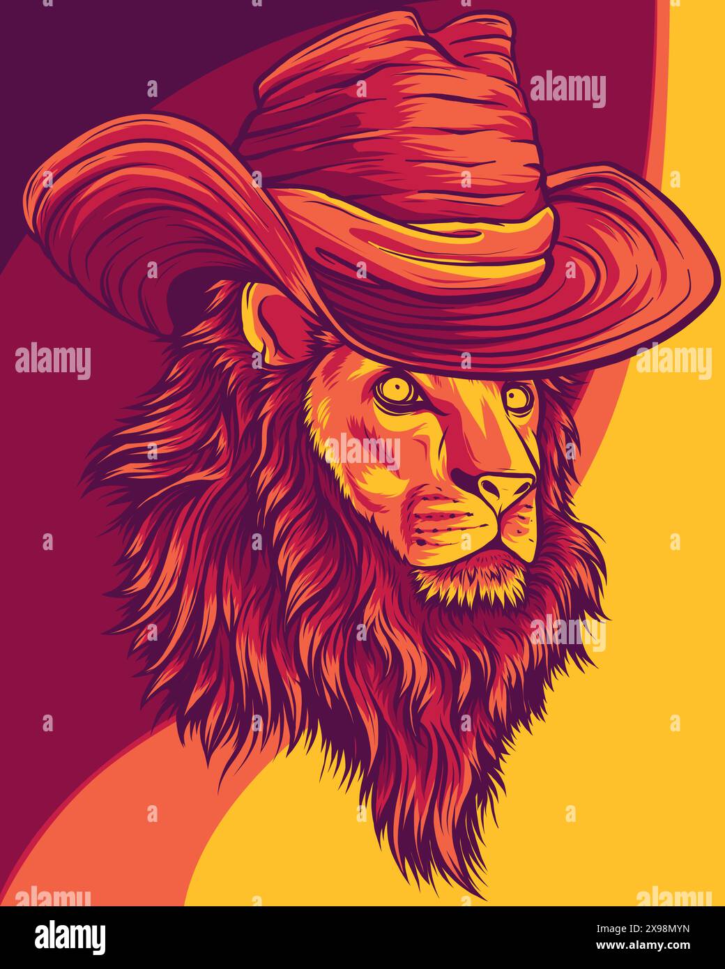 vector illustration of Lion Cowboy Mascot Logo Design Stock Vector ...