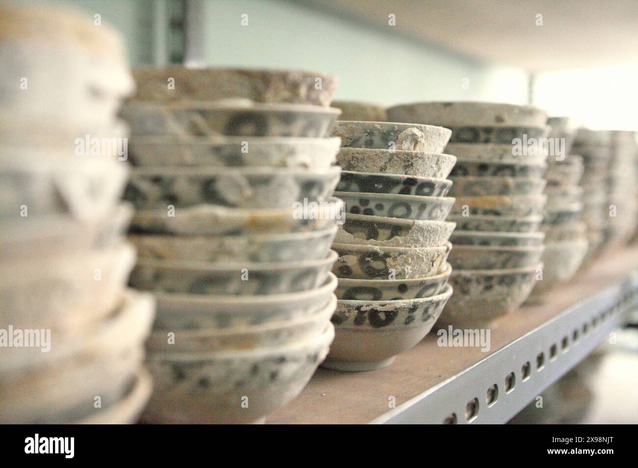 Ancient Chinese ceramic bowls known as "Yue ware" unwatered from 9th ...