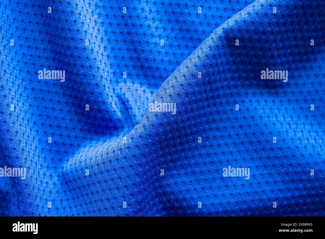 Blue color fabric sport clothing football jersey with air mesh texture ...