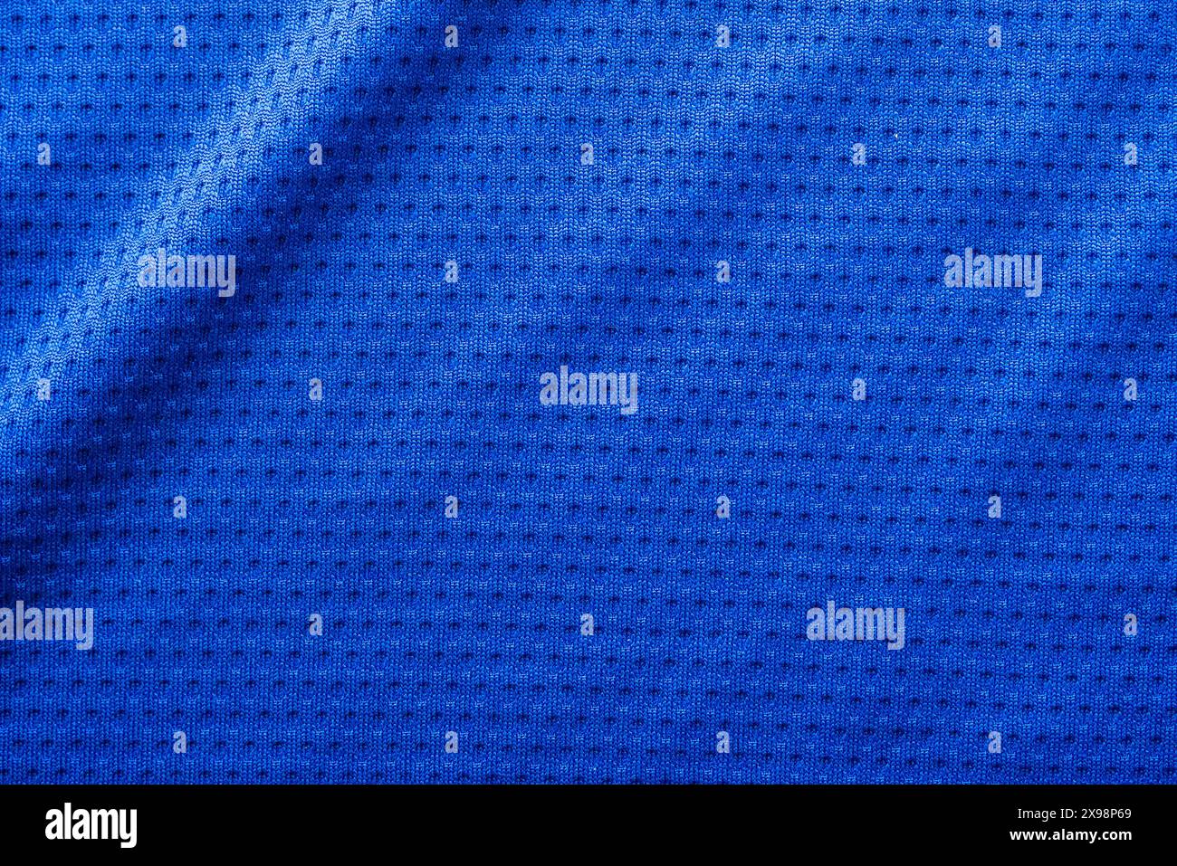 Blue color fabric sport clothing football jersey with air mesh texture ...