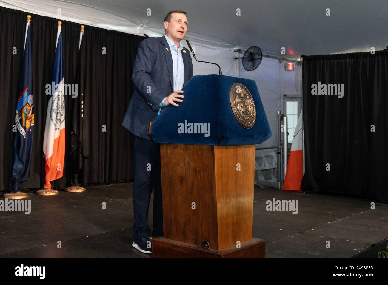 US Congressman Dan Goldman speaks during reception celebrating Jewish ...
