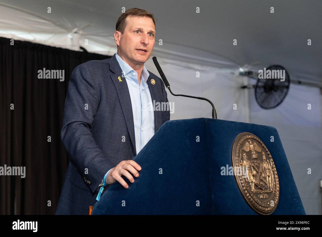 US Congressman Dan Goldman speaks during reception celebrating Jewish ...