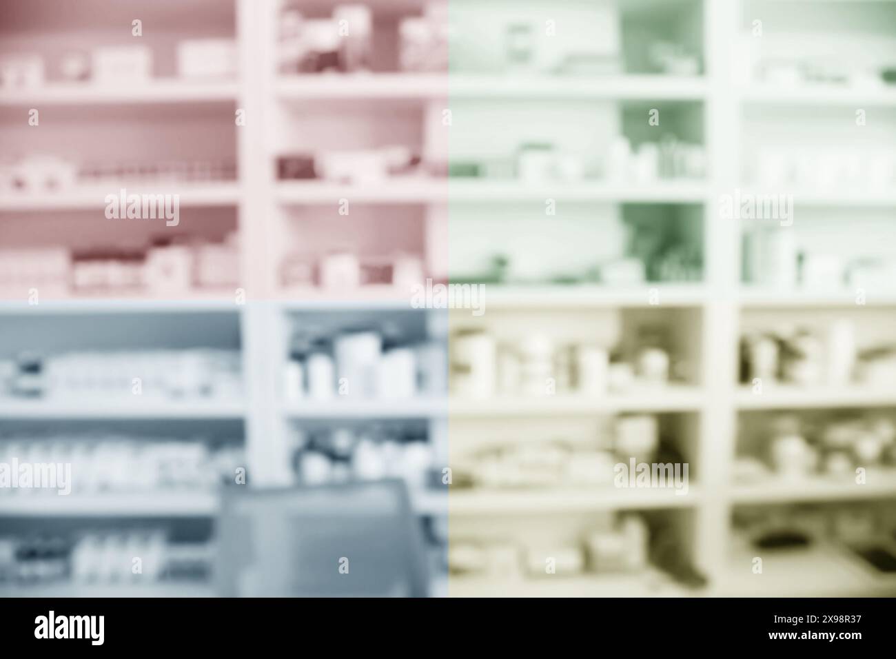 pharmacy shelves filled with medication blur background Stock Photo - Alamy