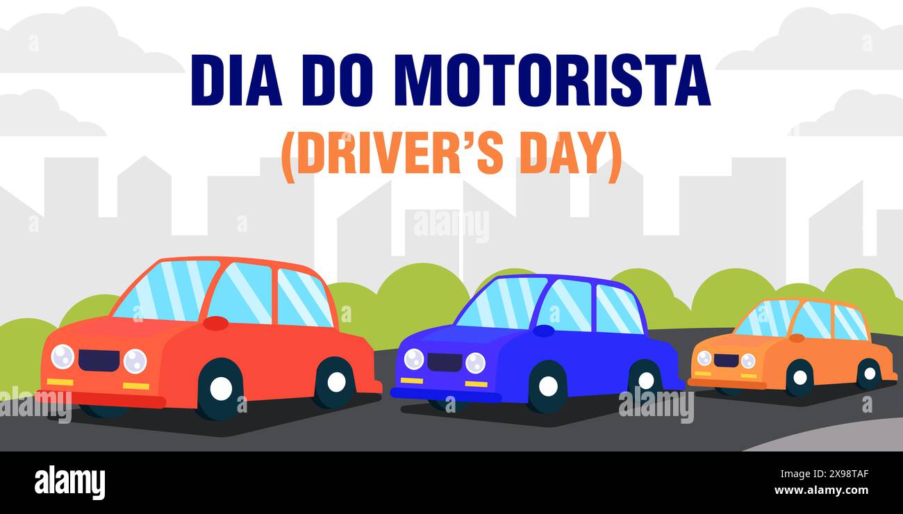 Drivers Day or Dia do Motorista, horizontal banner illustration Stock ...