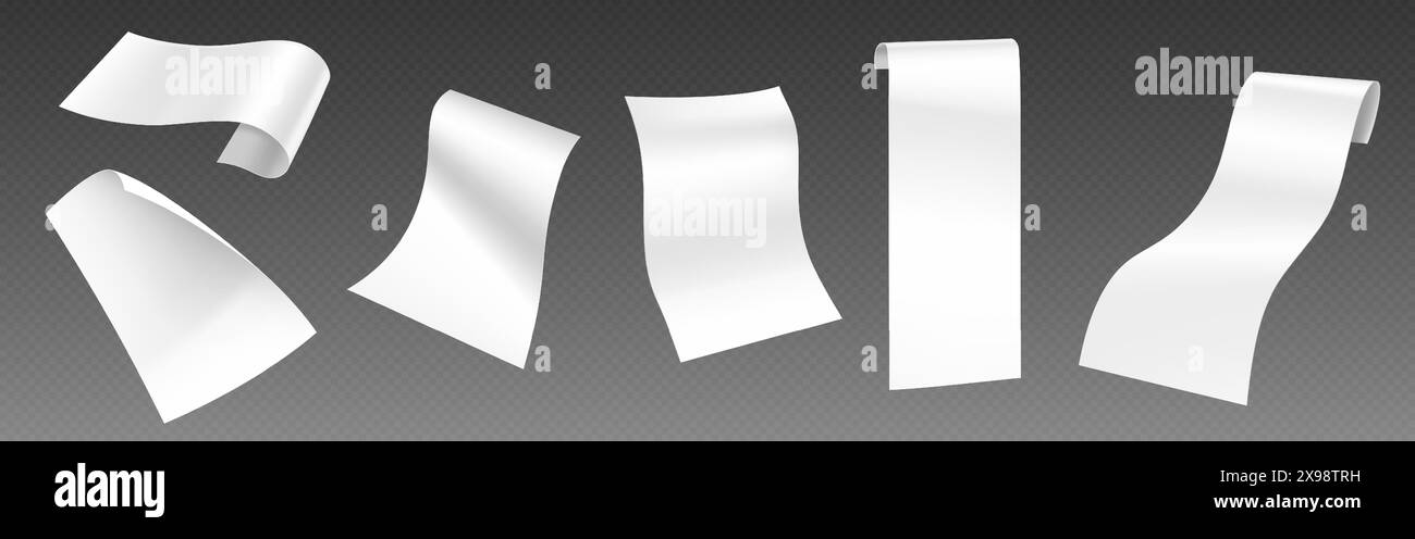 Paper receipt and bill mockup. Realistic 3d vector illustration set of ...