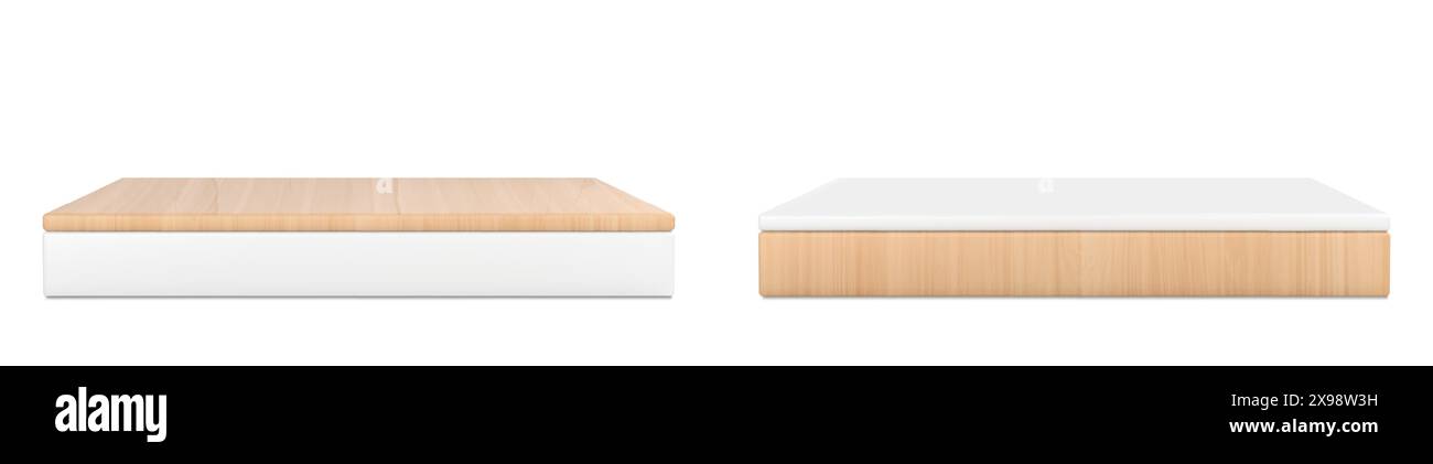 Square wooden platforms set isolated on white background. Vector ...