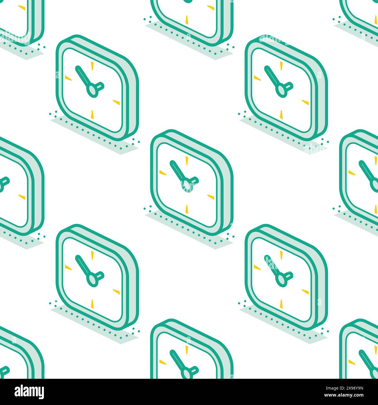 Isometric seamless pattern with row of clocks. Vector illustration ...