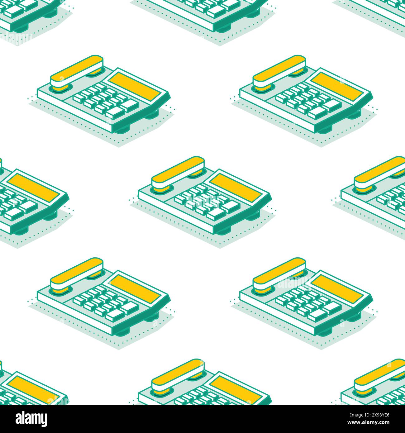 Isometric seamless pattern with row of office telephones. Vector ...