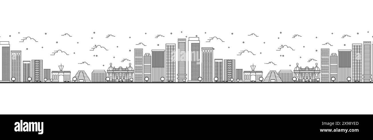 Seamless pattern with outline Rio de Janeiro Brazil City Skyline ...