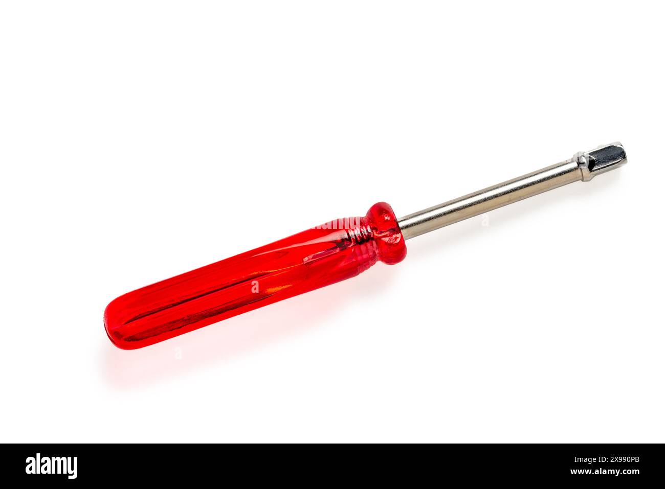 Socket wrench screw driver with red handle, metal hex nut key, hand ...