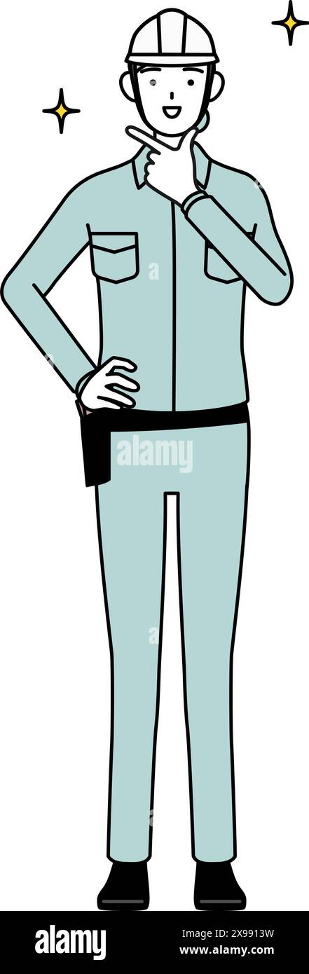 Female engineer in helmet and work wear in a confident pose, Vector ...