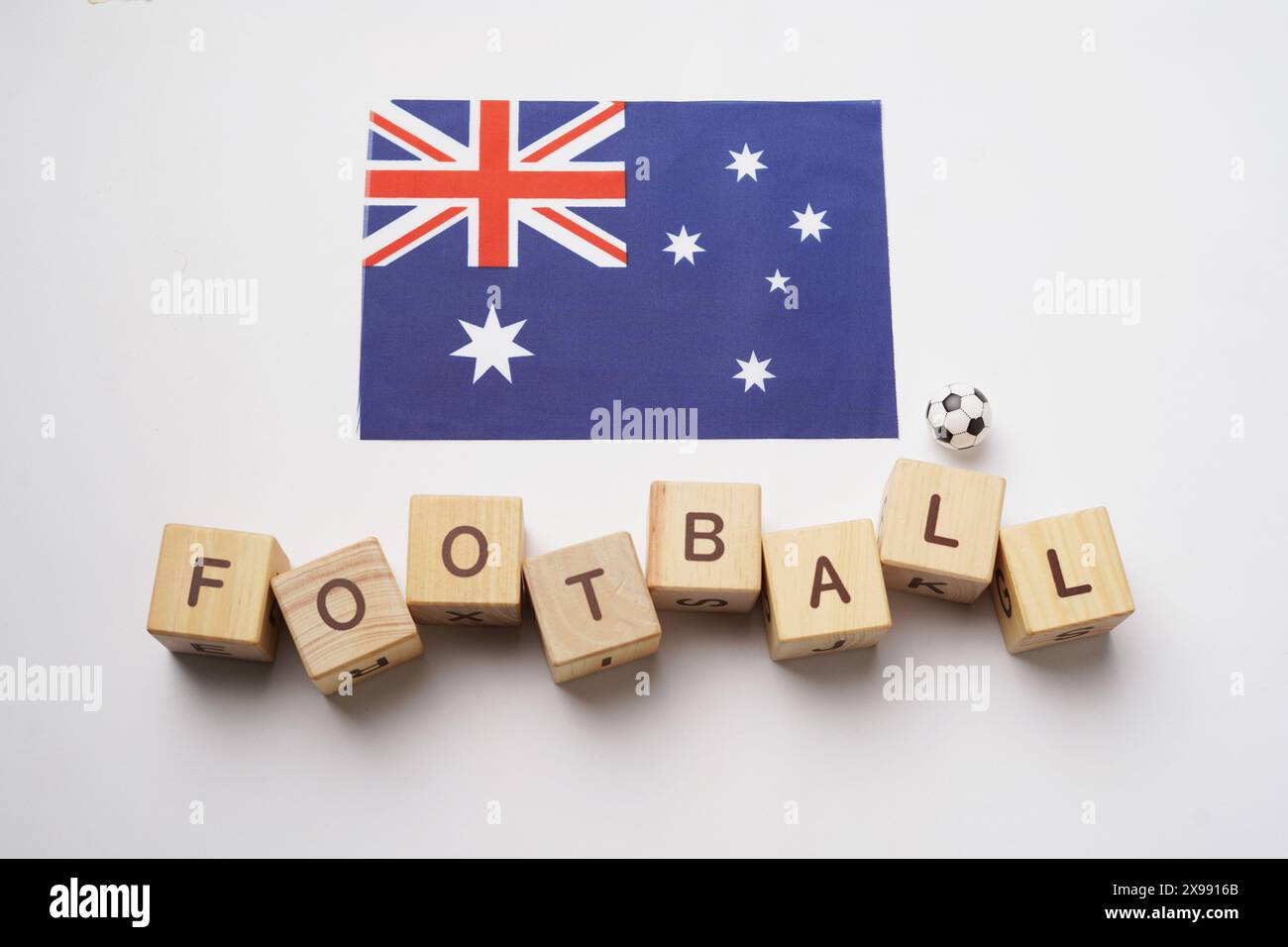 Australia flag with football title and white background. football ...