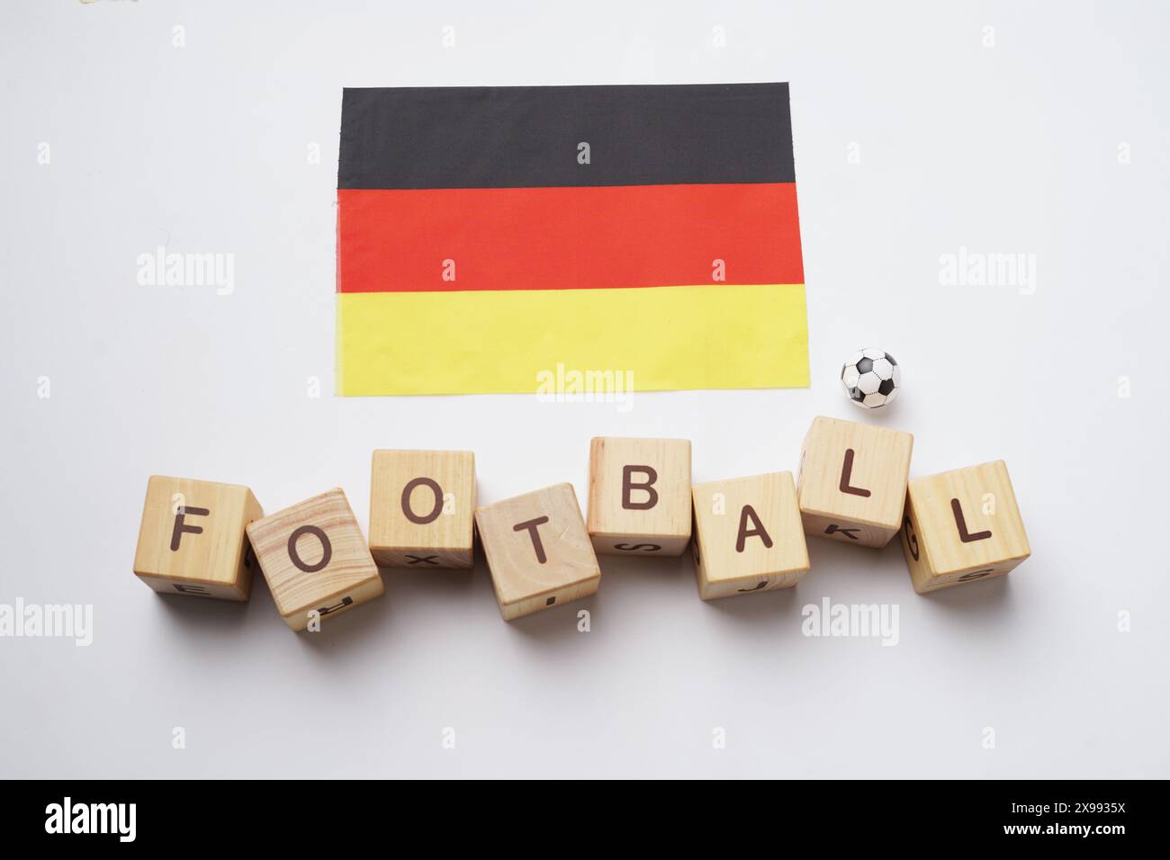 Germany flag with football title and white background. football concept ...