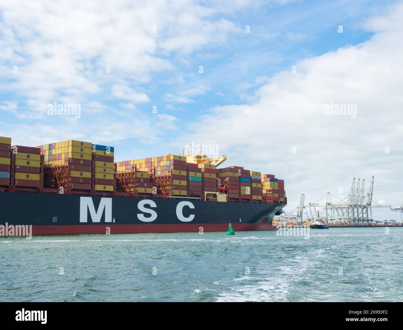 Rotterdam, Netherlands - August 4th 2023: A heavily loaded container ...
