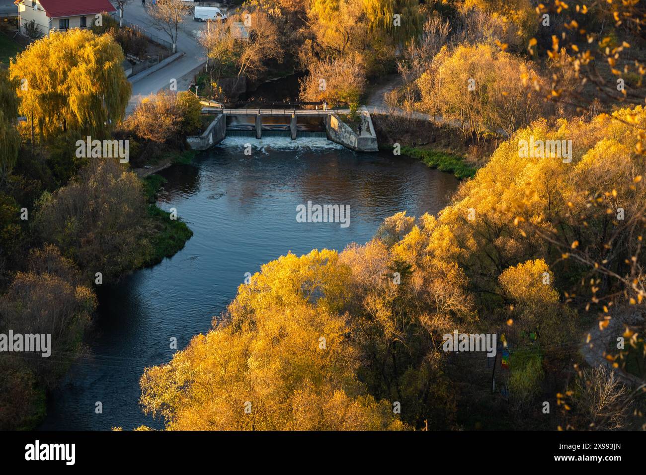 Small waterfall on river dam hi-res stock photography and images - Alamy
