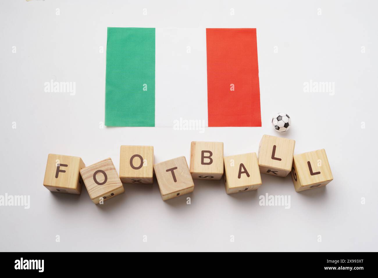 Italian flag with football title and white background. football concept ...
