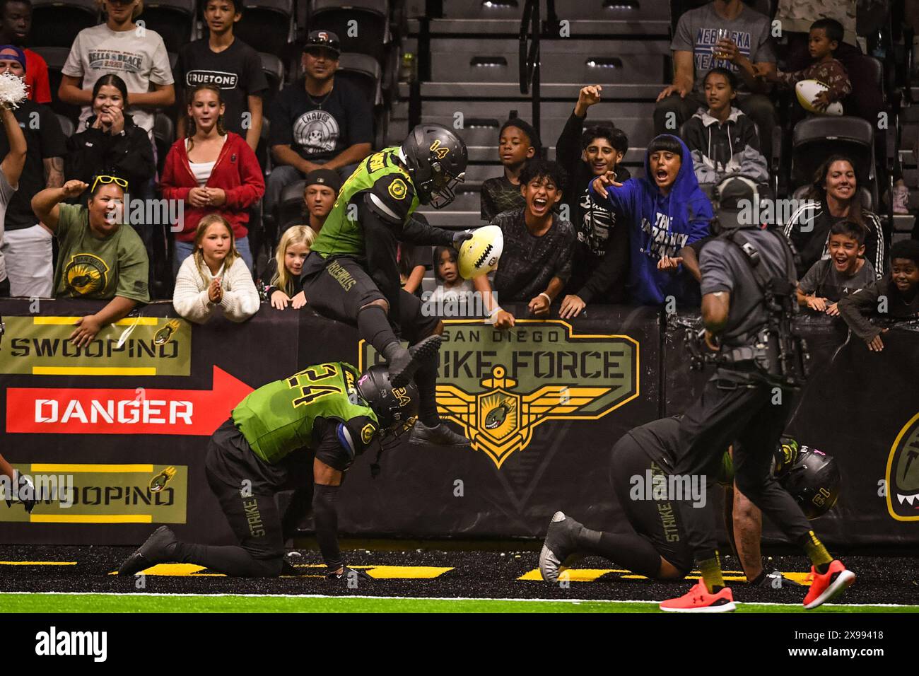 San Diego Strike Force defensive back Tariq Thompson (14) celebrates ...