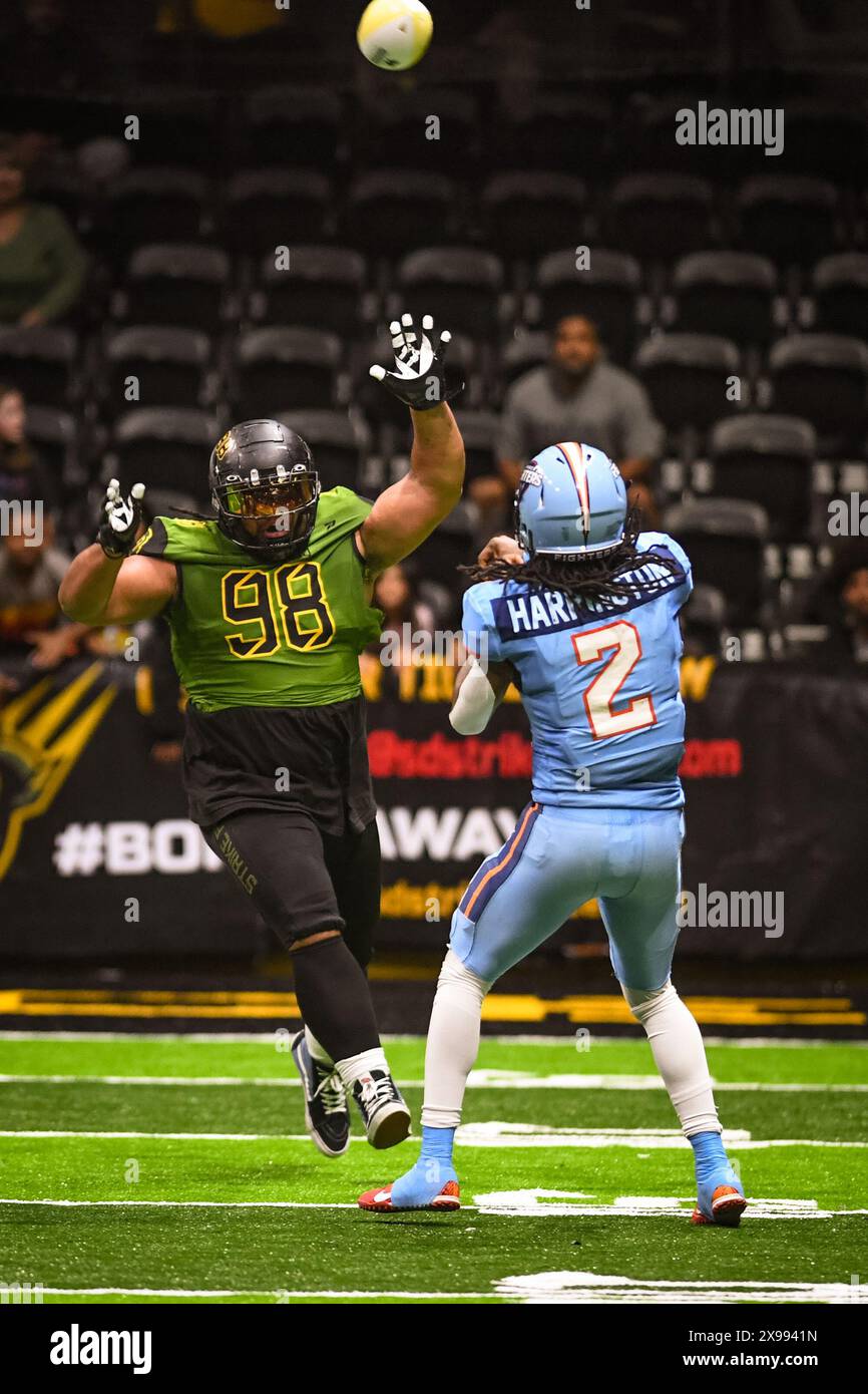 Frisco Fighters quarterback Tripp Harrington (2) throws down field in ...
