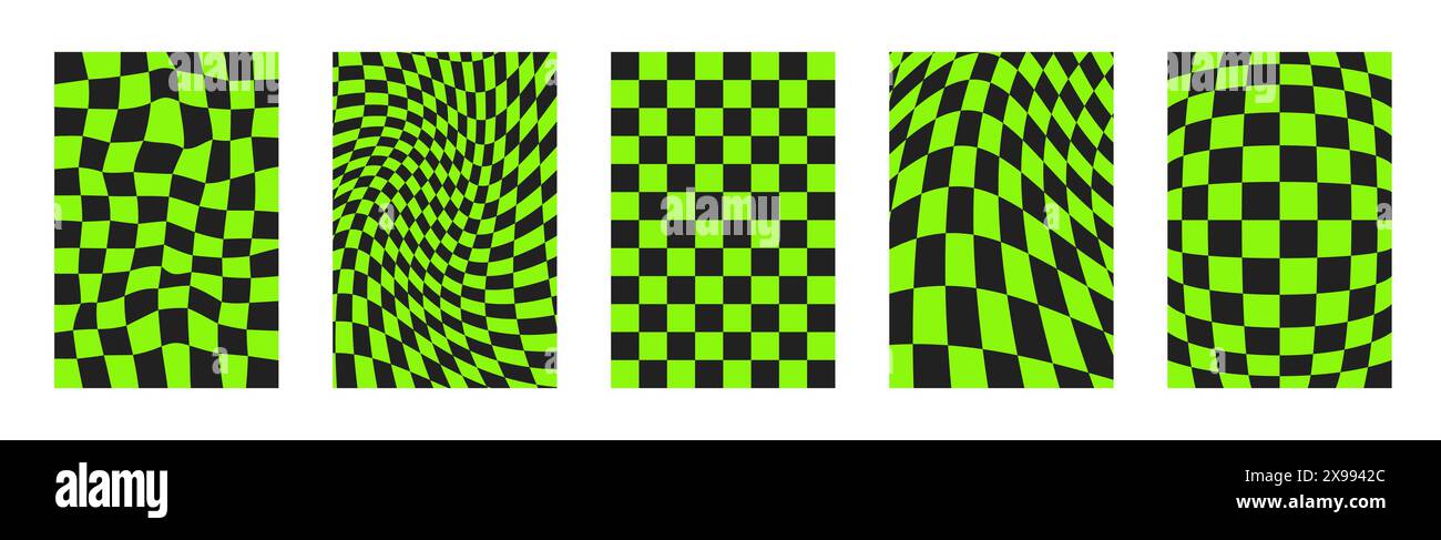 Psychedelic Checkerboard. Set of Trippy checkered wallpaper. Groovy Backgrounds. Hippie vector ...