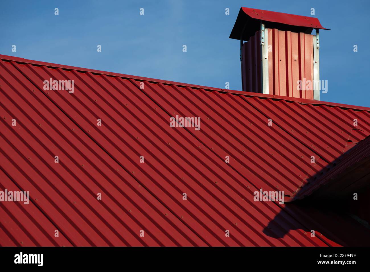 New roofing construction with attic skylights, rain gutter system, roof ...