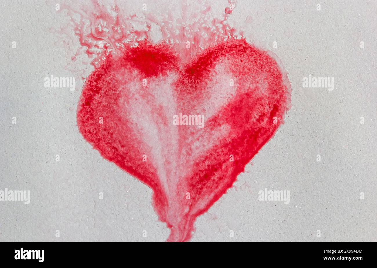 Watercolor hand painted red heart, paper texture Stock Photo - Alamy