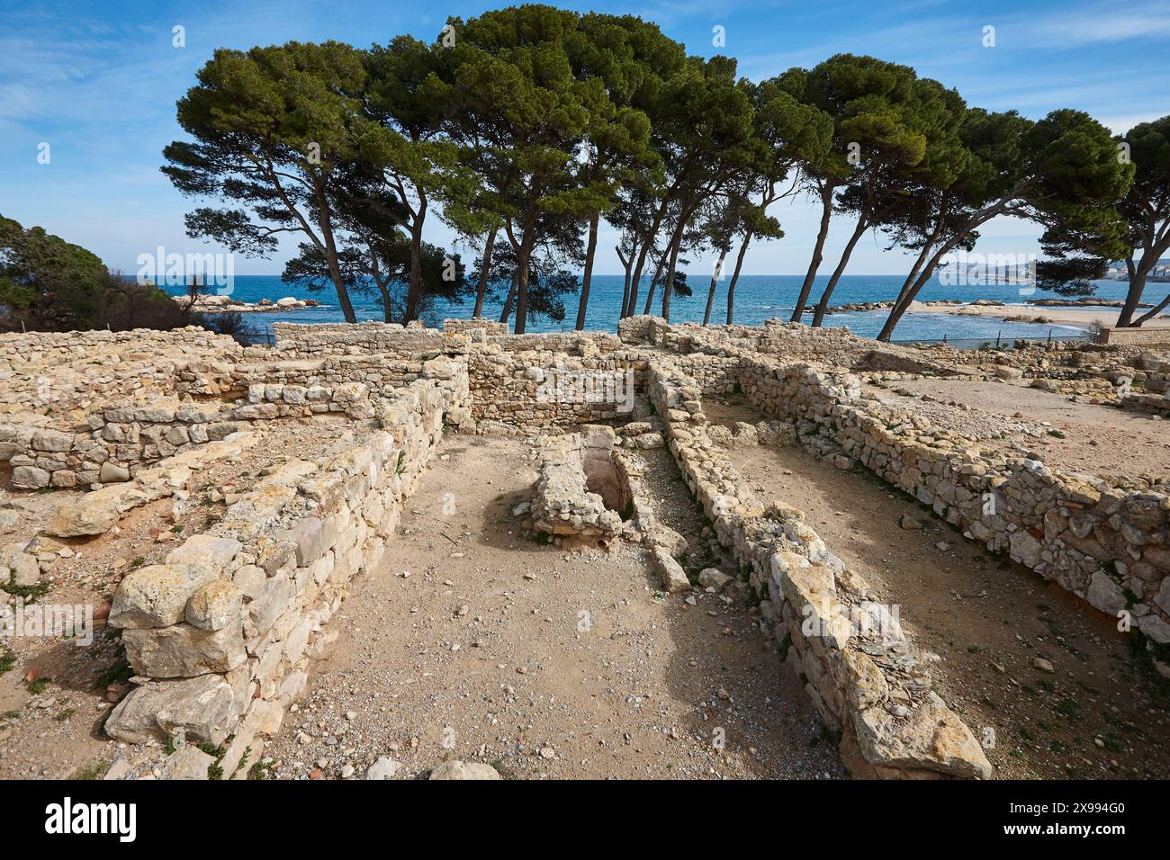 Empuries greek and roman ruins in Costa Brava; Catalonia. Spain Stock ...