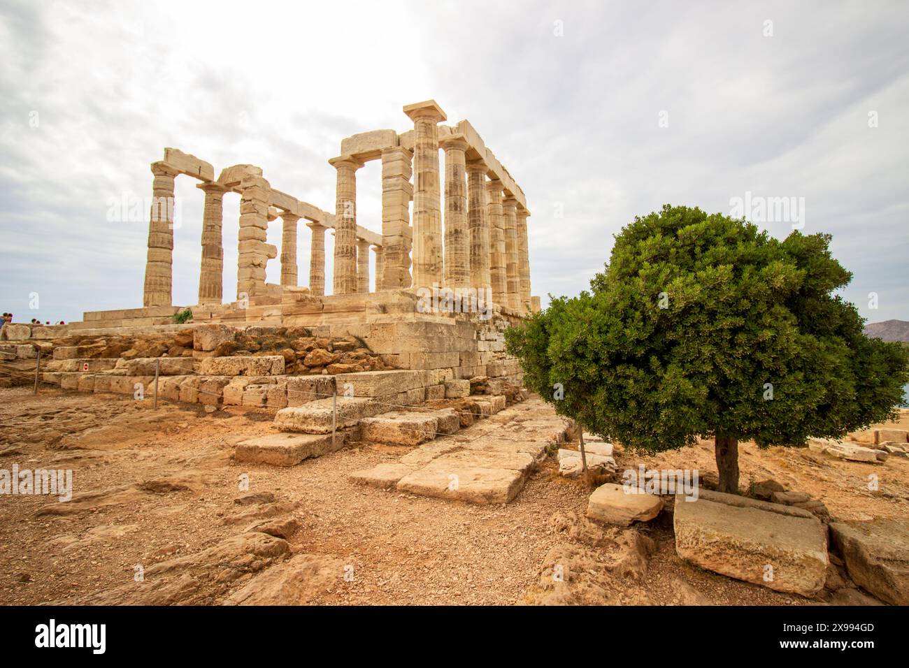 Ancient Greek Temple Ruins cloudy sky with dramatic scenery and columns ...