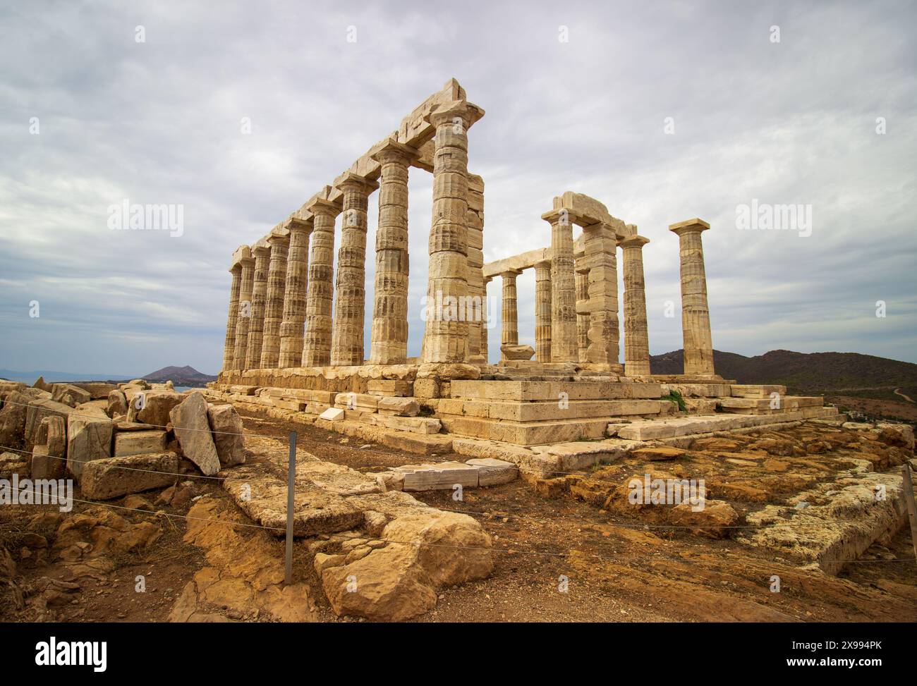 Ancient Greek Temple Ruins cloudy sky with dramatic scenery and columns ...