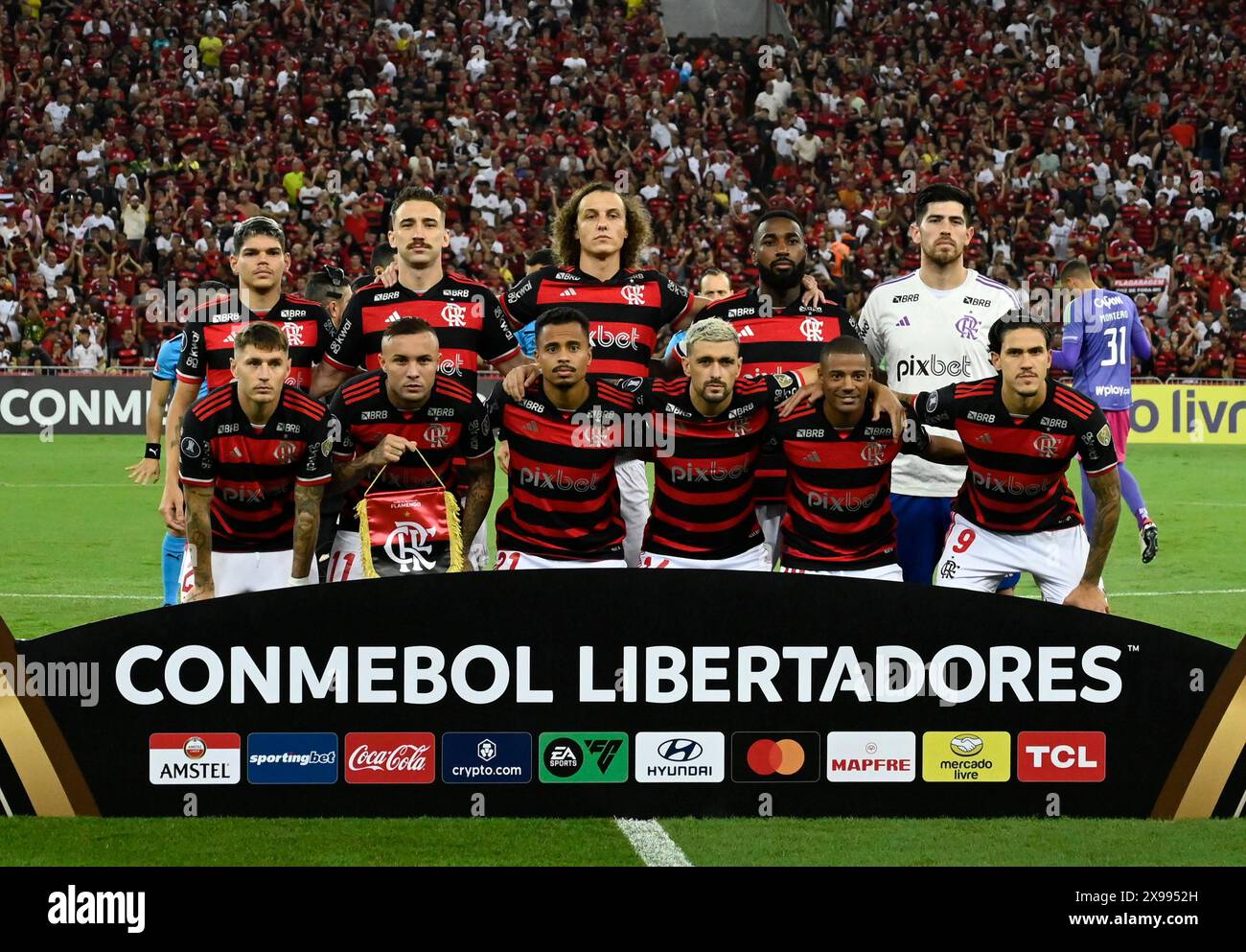 Rio De Janeiro, Brazil. 28th May, 2024. Flamengo players pose for team ...
