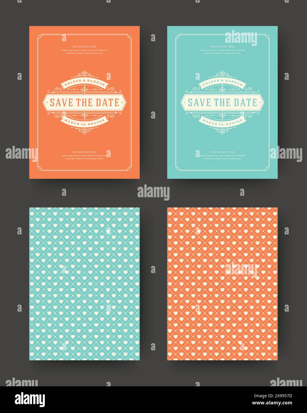 Wedding save the date invitation cards vintage typographic. Wedding ...