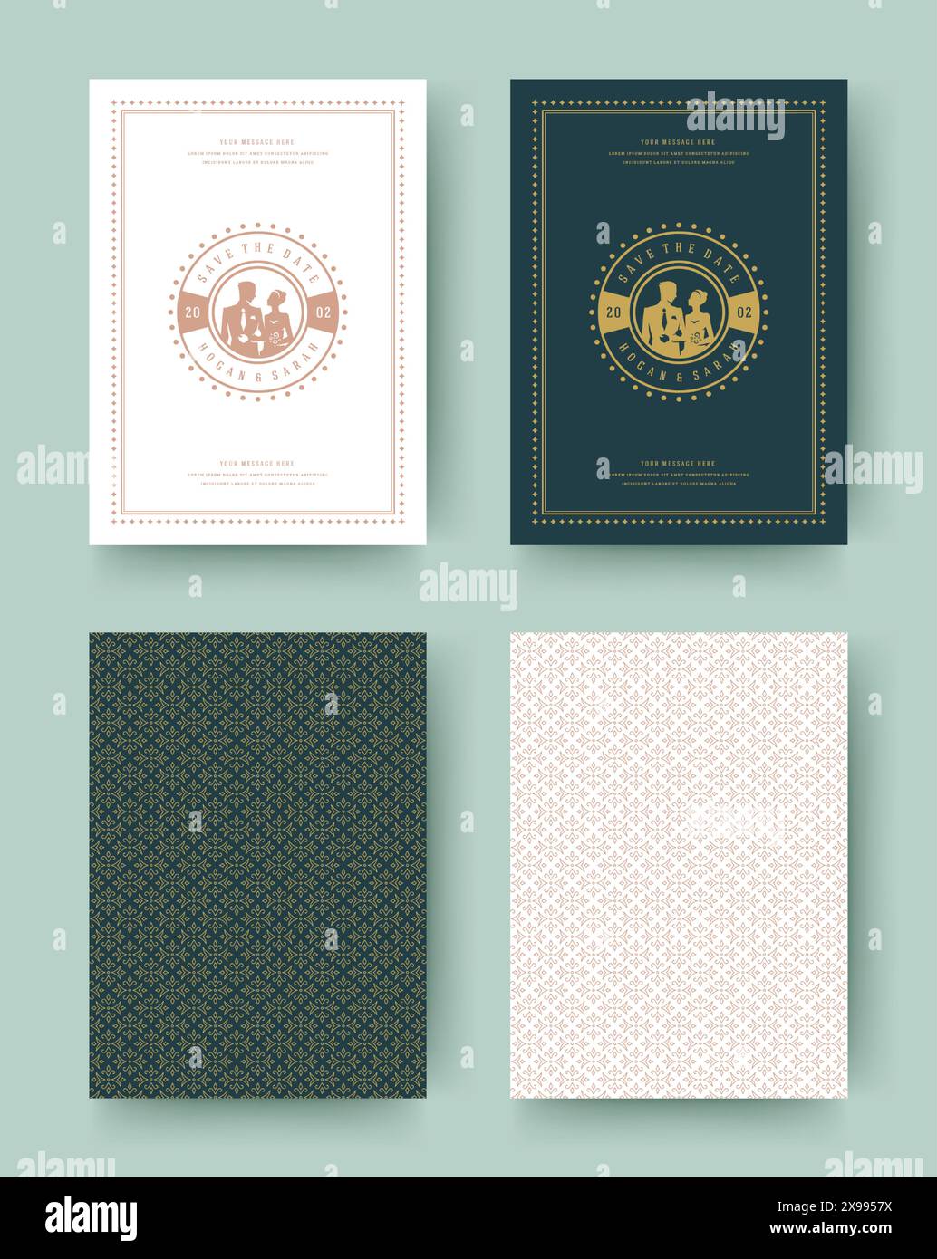 Wedding invitation save the date cards vintage typographic template ...