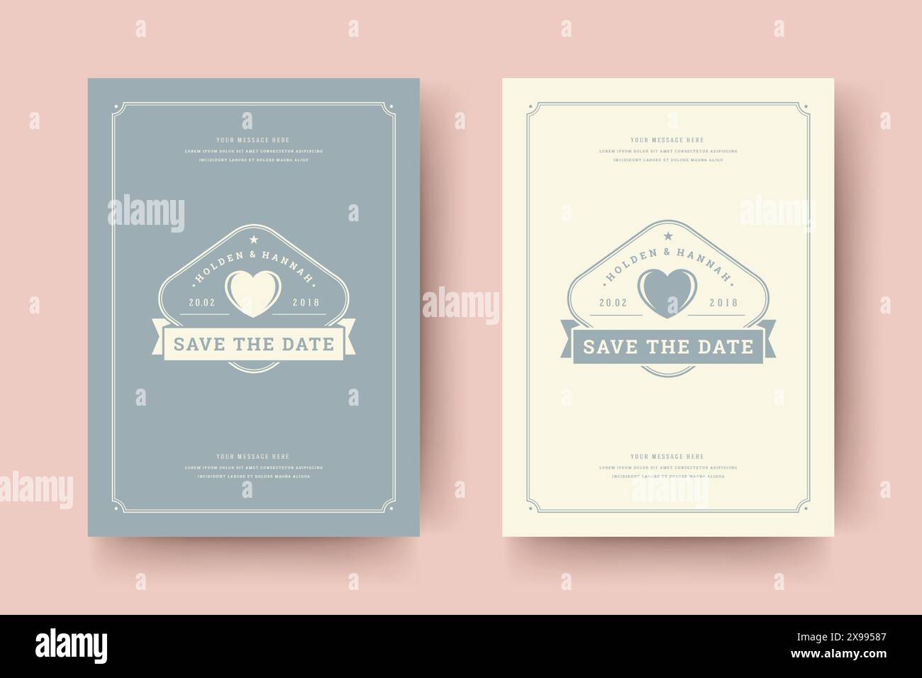 Wedding invitation save the date cards vintage typographic template ...