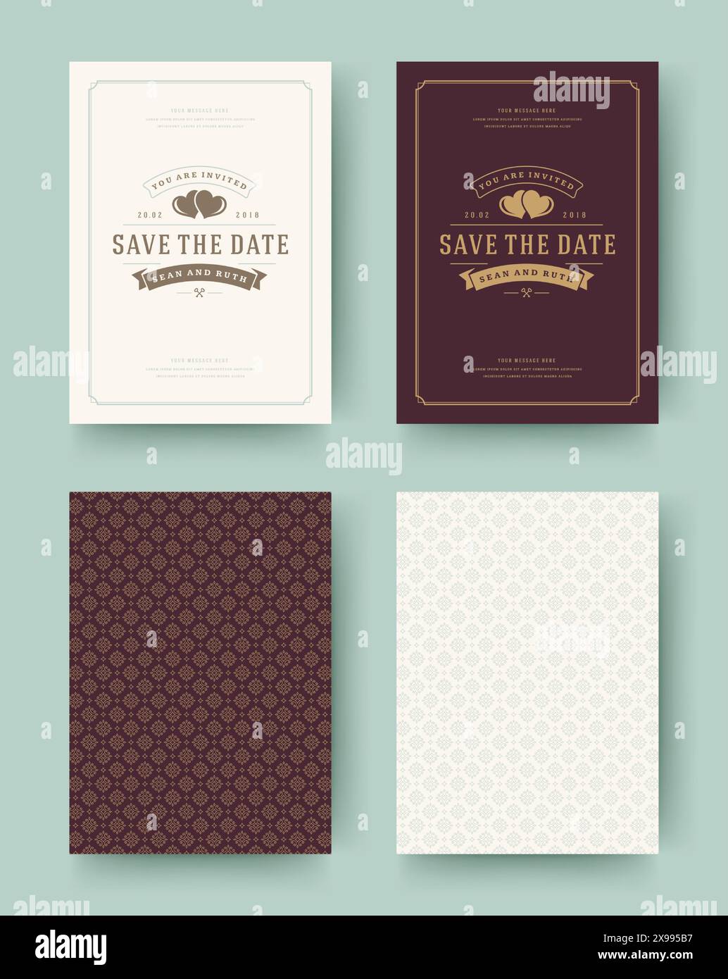 Wedding invitation save the date cards vintage typographic template ...