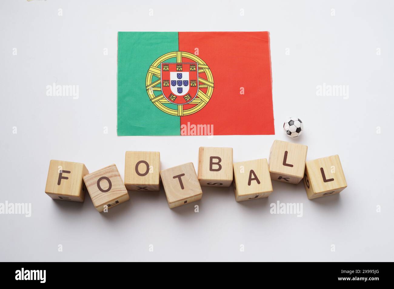 Portugal flag with football title and white background. football ...