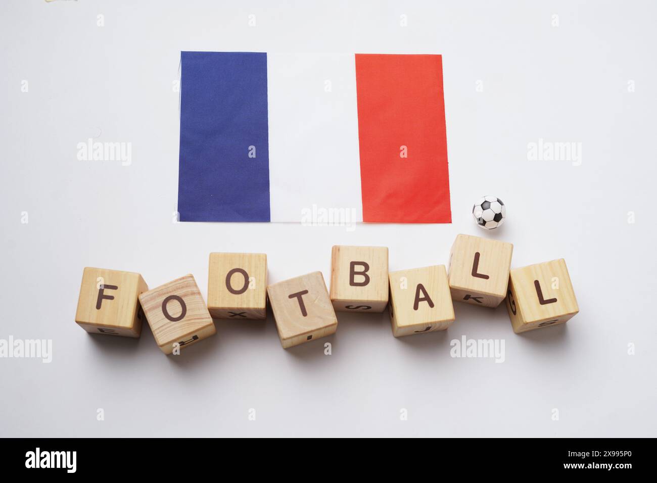France flag with football title and white background. football concept ...