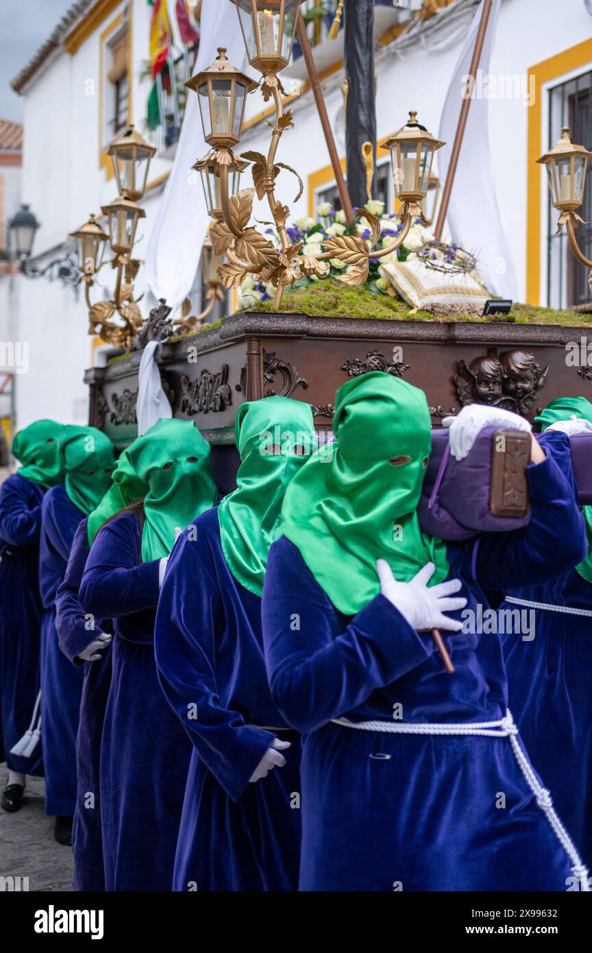 Traditional Holy Week Procession with Hooded Penitents in Spain Stock ...