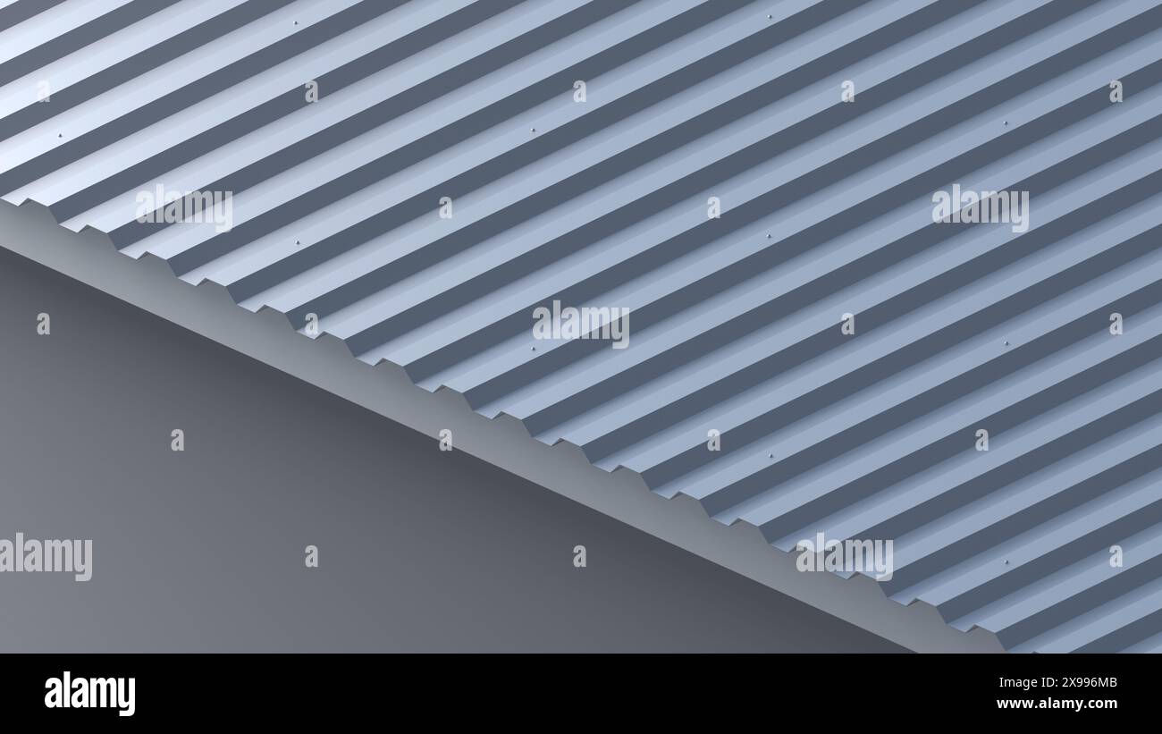 Corrugated metal deck roof system in 3d rendering Stock Photo - Alamy
