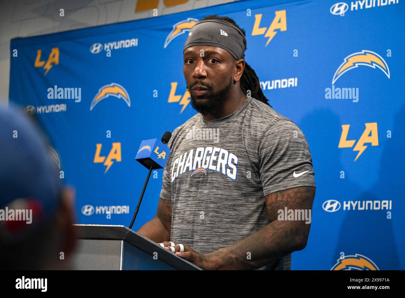 Los Angeles Chargers linebacker Bud Dupree (48) after organized team ...
