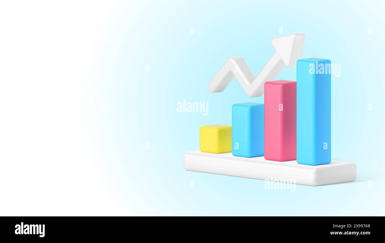 Data analyzing bar graph dynamic up arrow business statistic increase ...