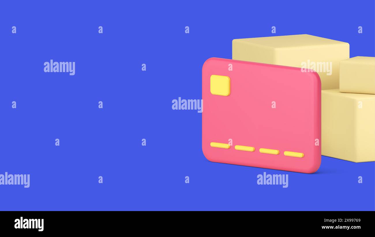 Online shopping parcel order card payment cargo cardboard box delivery ...