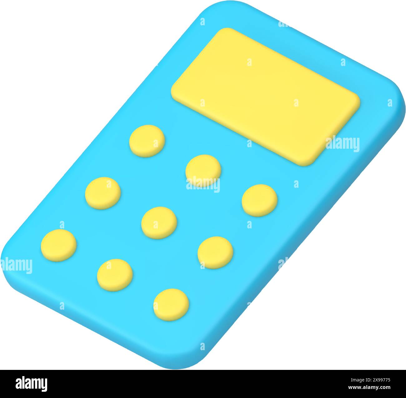 Electronic calculator math counting blue device with button display 3d icon realistic vector ...
