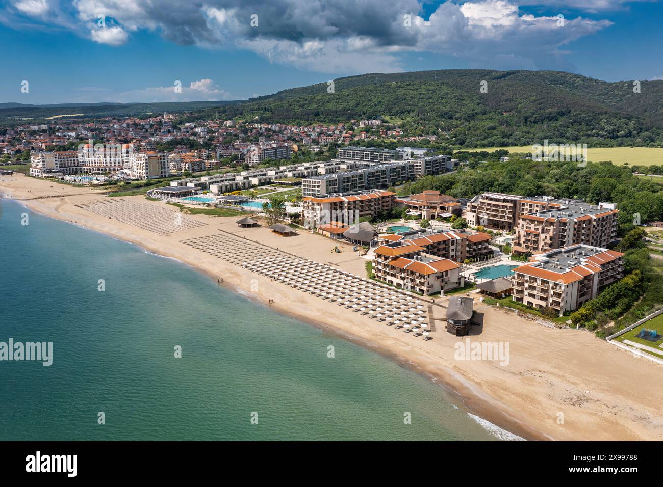 Aerial View To A Sea Resort Obzor On Black Sea In Bulgaria Stock Photo Aerial View To A Sea Resort Obzor On Black Sea In Bulgaria Stock Photo